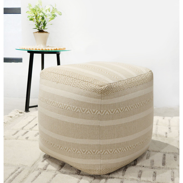 Natural Hand-woven Edith Pouf, 18" Cube, 18" Cube - Scandinavian - Floor Pillows And Poufs - by ...