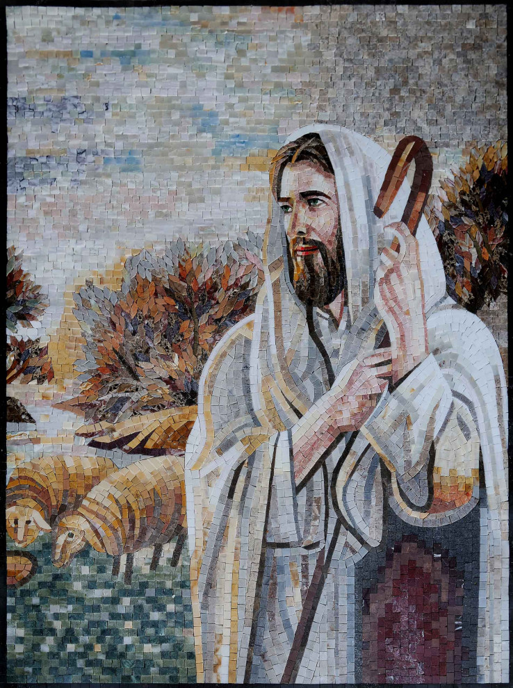 Religious Art Mosaic - Jesus Mosaic, 53" x 71" - Contemporary - Tile ...