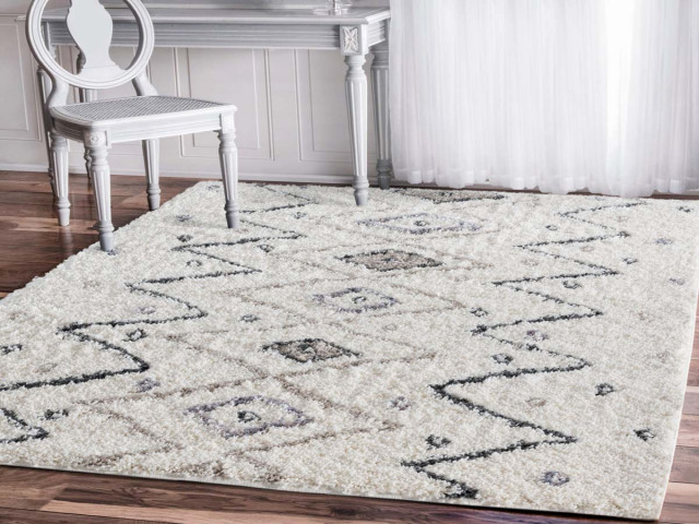 Amer Rugs Denver DEN-4 Ivory Ivory Shag Area Rugs, 5'x7'6" Rectangle ...