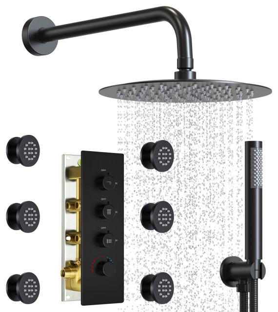 Thermostatic Luxury Shower System With Shower Head,Hand Shower And 6 ...