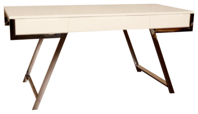 Modrest Dessart Modern White Gloss Desk - Transitional - Desks And ...