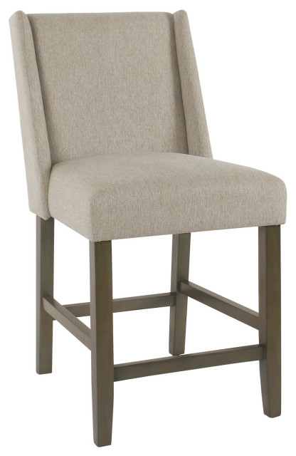 Fabric Upholstered Wooden Counter Stool with Curved Backrest & Cushion ...