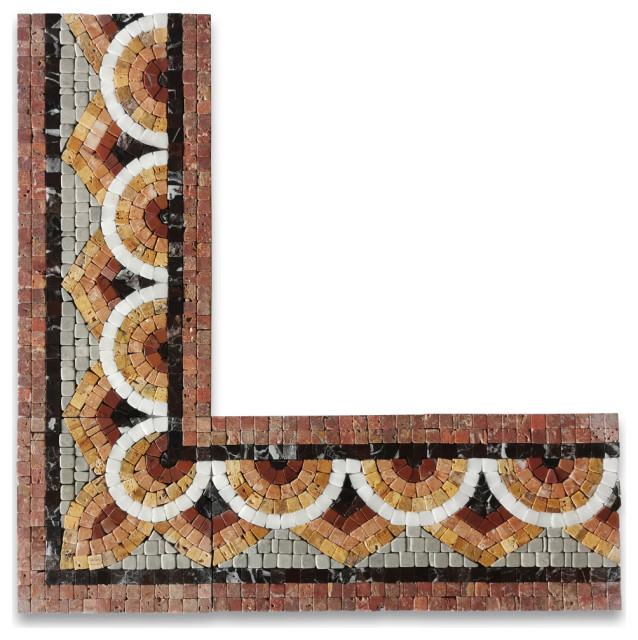 Moonstone Champagne 5.3x11 Marble Mosaic Border Listello Tile Tumbled ...