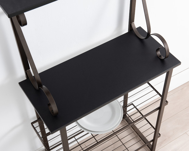 Kalamazoo 4 Tier Free Standing Kitchen Bakers Rack, Pewter Metal ...