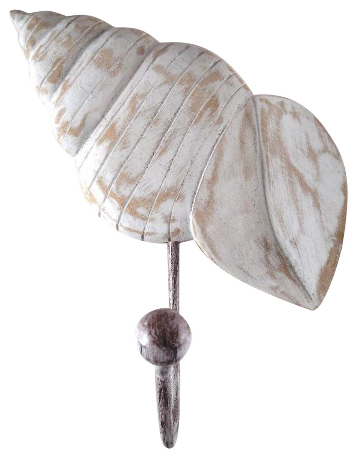 Tropical Ocean Beach Turban Seashell Wood Single Wall Hook - Beach ...