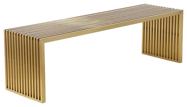 Gold Brushed Luxe Bench - Contemporary - Accent And Storage Benches ...