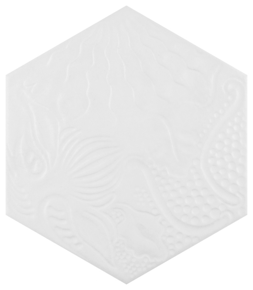 Gaudi Hex Porcelain Floor and Wall Tile, White, Sample - Contemporary ...
