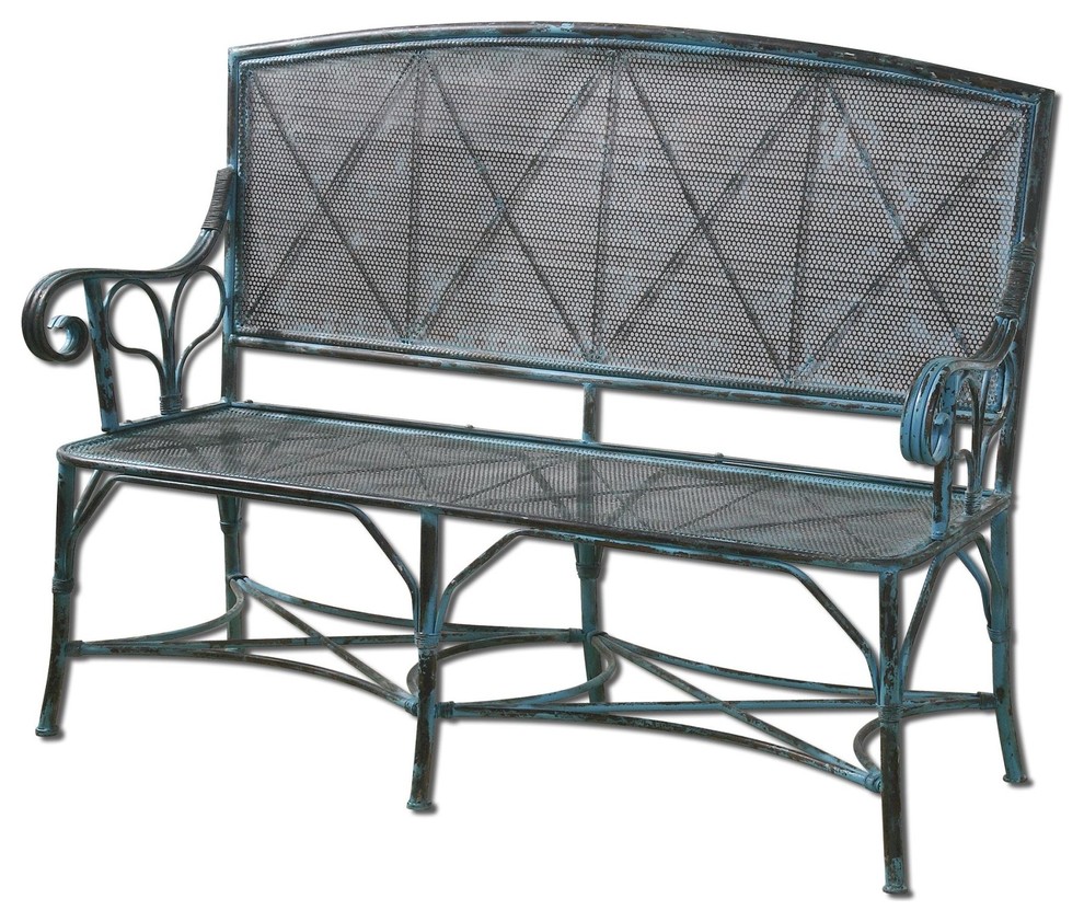 Crackled Turquoise Generosa Bench - Traditional - Outdoor Benches - by ...