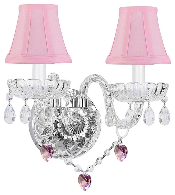 Swarovski Wall Sconce With Crystal Pink Heart - Traditional - Wall ...