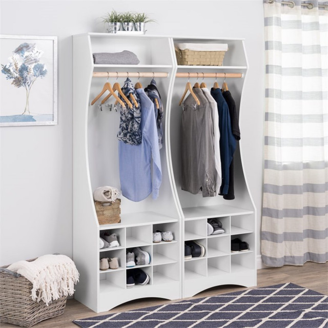 Pemberly Row Engineered Wood Compact Wardrobe with Shoe Storage in ...