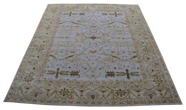 12x14 Hand Knotted Light Blue Oushak Oriental Rug - Traditional - Area ...
