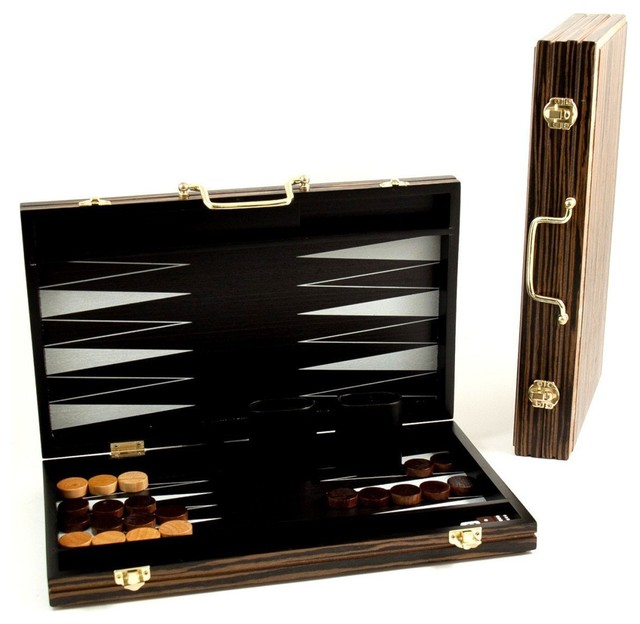 Backgammon Set With Birch Wood Exterior and Black and White Interior ...