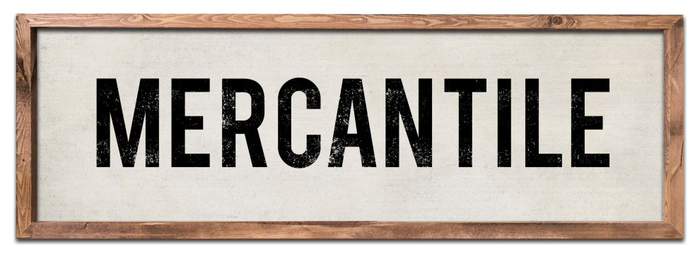Vintage Mercantile Sign on Hand Painted Wood, 12x36 - Contemporary ...