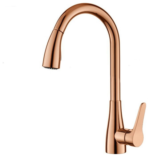 Verona Rose Gold Movable Pull Down Kitchen Sink Faucet - Contemporary ...