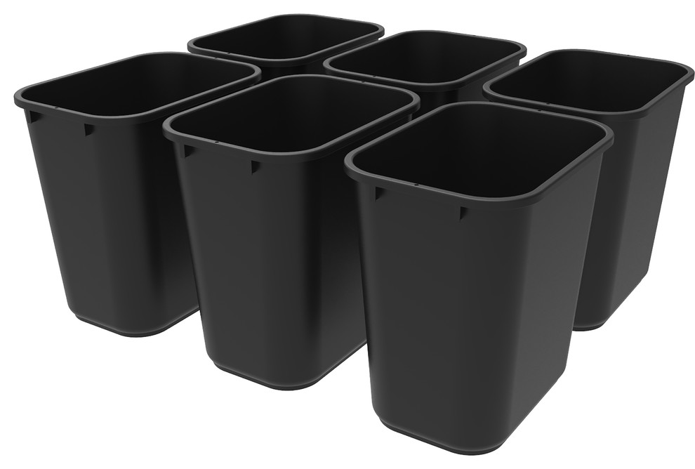 Medium Waste Basket, Black (Case of 6) - Contemporary - Wastebaskets ...