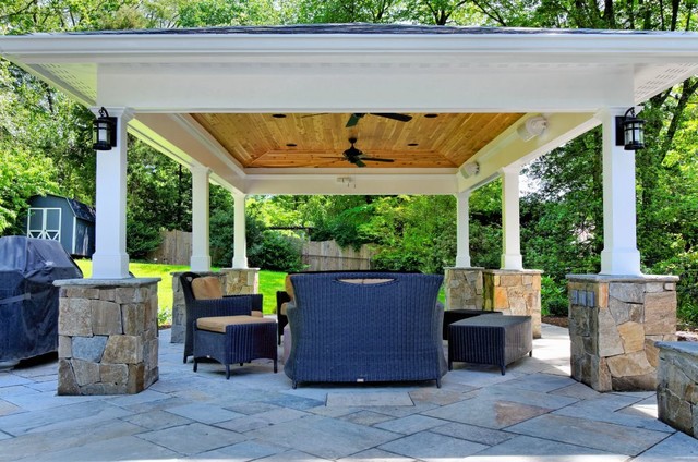 Falls Church Pavilion with Stone Column Bases - Traditional - Patio ...