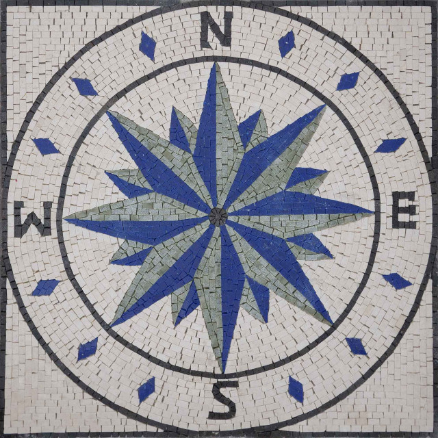 Mosaic Compass - Cudi, 84" x 84" - Beach Style - Tile Murals - by ...