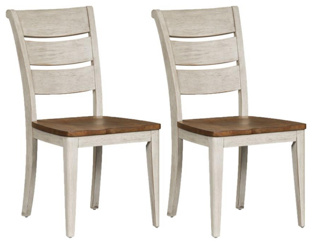 Ladder Back Side Chair (RTA)-Set of 2 Farmhouse White - Contemporary ...