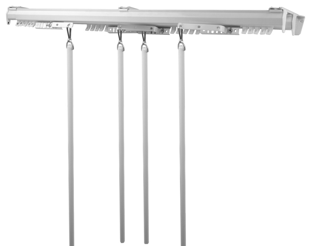 Baton Draw Double Traverse Curtain Rod, 120-170" - Transitional ...