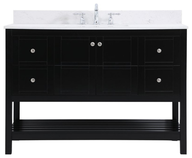 Elegant VF16448BK-BS 48"Single Bathroom Vanity, Black With Backsplash ...