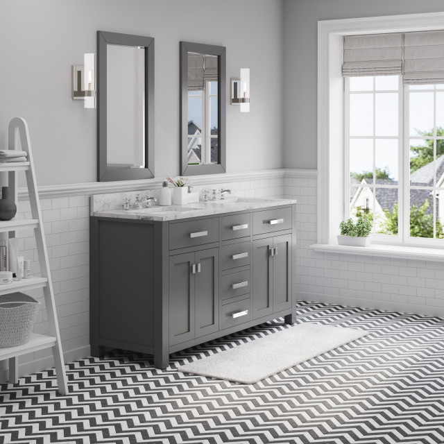 60" Cashmere Grey Double Sink Bathroom Vanity With Faucet ...
