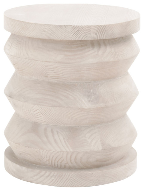 19 Inch Modern Wood Accent Table Smooth Turned Base Round Tabletop ...