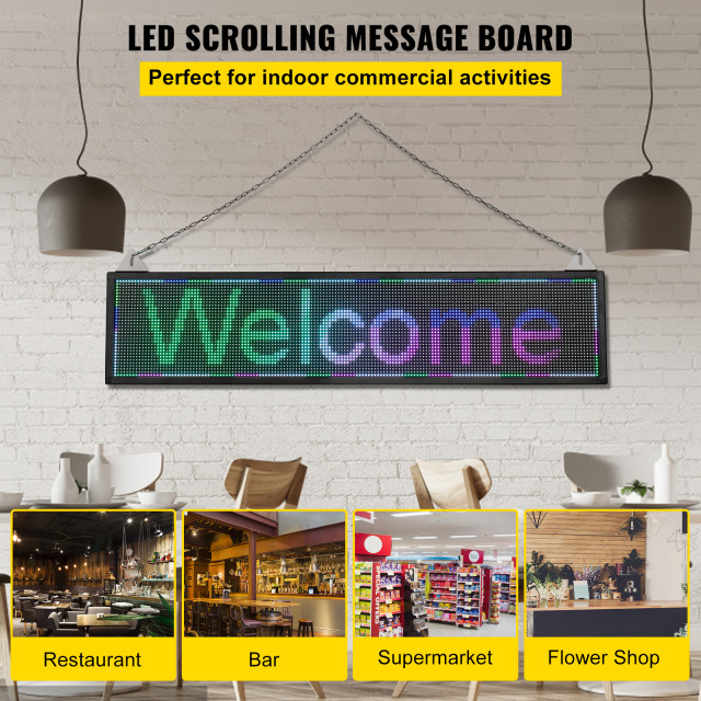 VEVOR LED Scrolling Sign LED Display Board 40 x 9 in 7 Color P6 ...