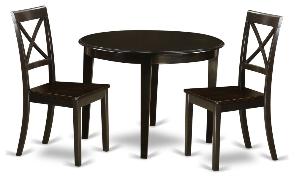 3-Piece Small Kitchen Table and Chairs Set, Round Table and 2 Dinette ...