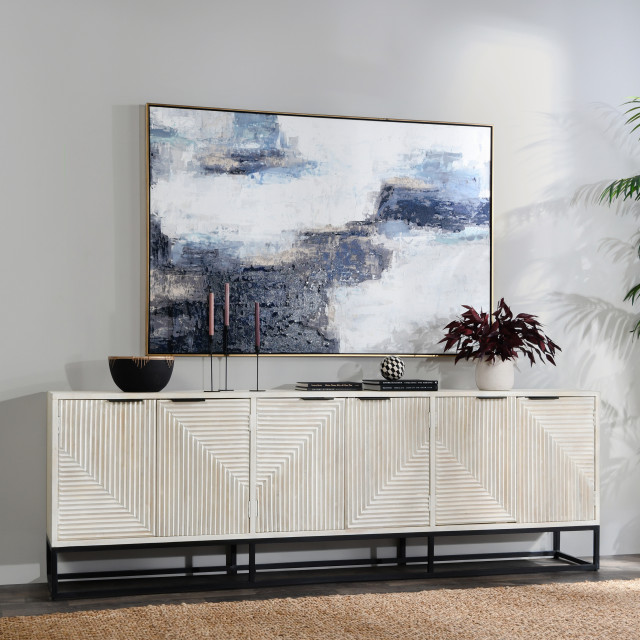 Flint Six-Door Mango Wood Sideboard in White Wash - Industrial - Buffets And Sideboards - by ...