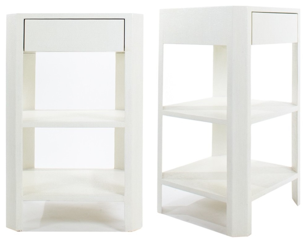 PAIR OF "LENA PRISTINE FAUX RAFFIA" BEDSIDE TABLES BY MADE GOODS ...
