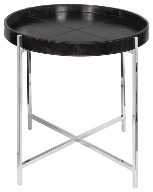 Regina Andrew Derby Leather Tray Table/Black - Contemporary - Side ...