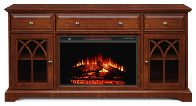 60'' Gothic Arch TV Stand With Electric Fireplace - Transitional ...
