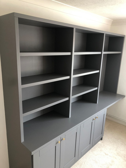 Fitted bookcase with cabinets and integrated desk - Modern - Home ...