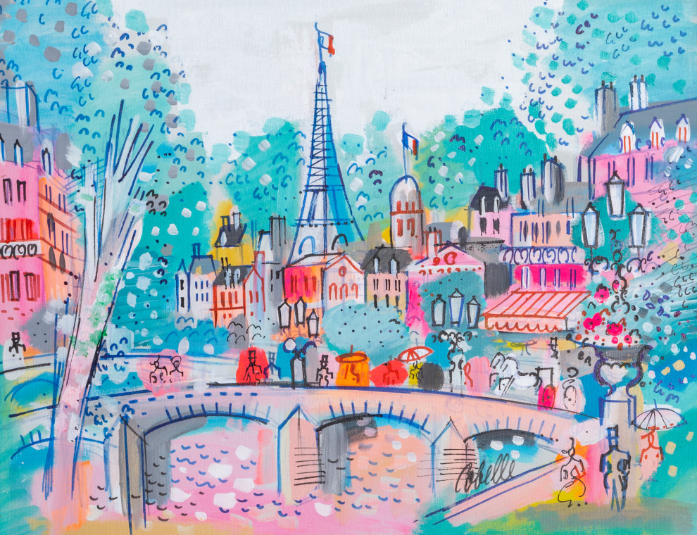 Bridge With Eiffel Tower 5, Charles Cobelle, 24x30 - Contemporary ...
