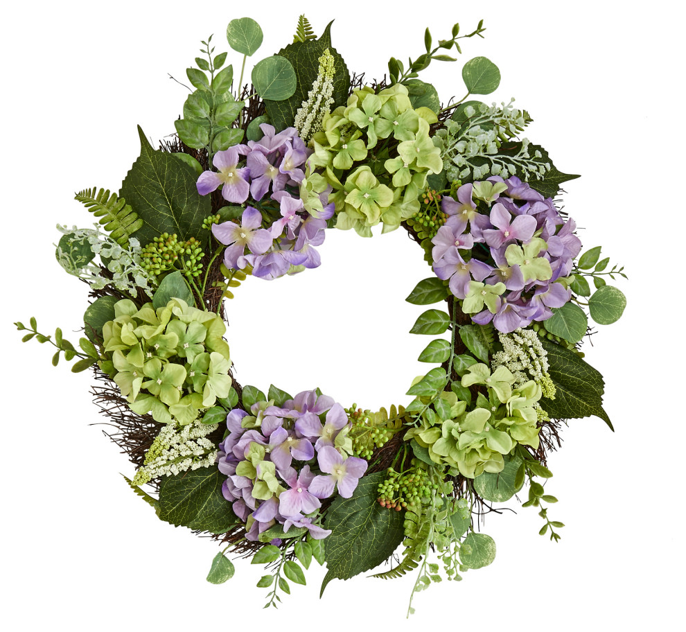 24" Hydrangea Wreath - Traditional - Wreaths And Garlands - by WORTH ...