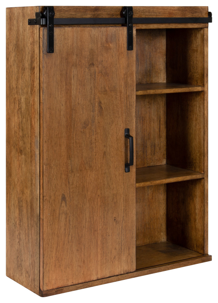 Platt Wood Decorative Wall Cabinet, Rustic Brown 22x28 - Industrial ...