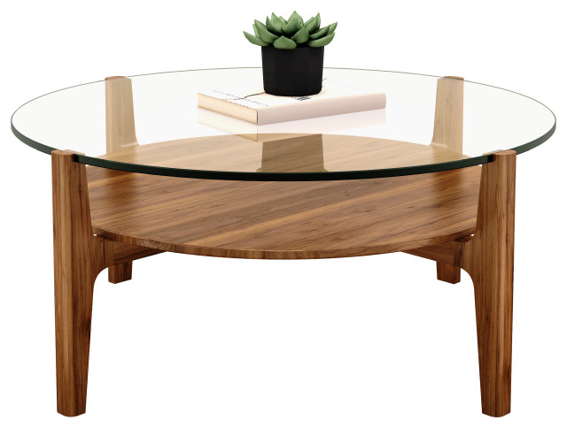 Modholic Soho Coffee Table, Walnut, Round - Midcentury - Coffee Tables ...