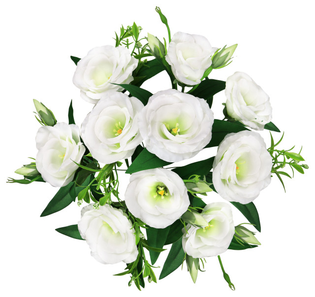 Set of 2 White Artificial Lisianthus Prairie Flower Stem Bush Bouquet ...