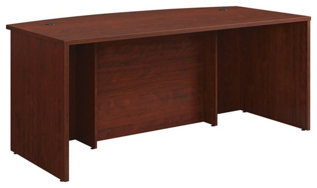 Pemberly Row 72" x 36" Bowfront Executive Desk in Classic Cherry - Transitional - Desks And ...