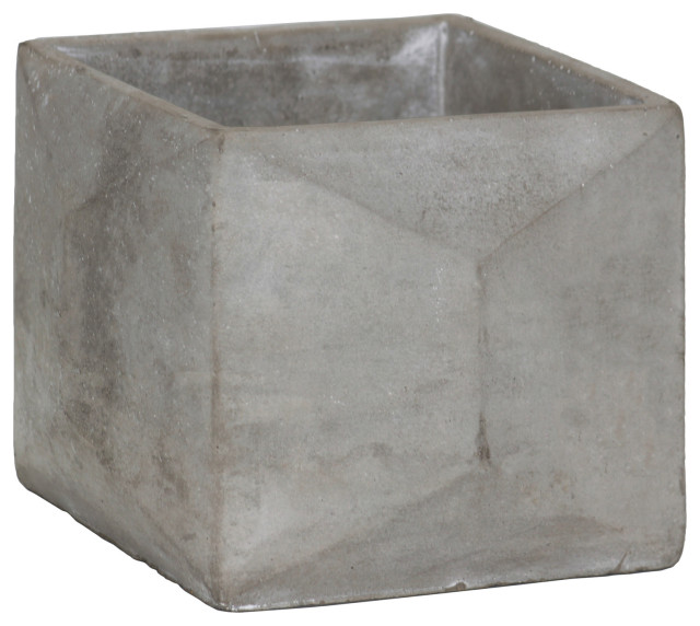 Cement Flower Pot with Square Base and Square Top, Gray - Industrial ...