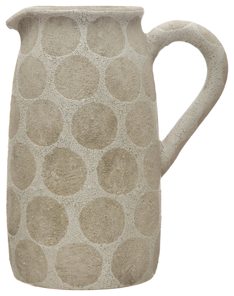 Terracotta Pitcher or Vase with Wax Relief Dots, Natural - Farmhouse ...