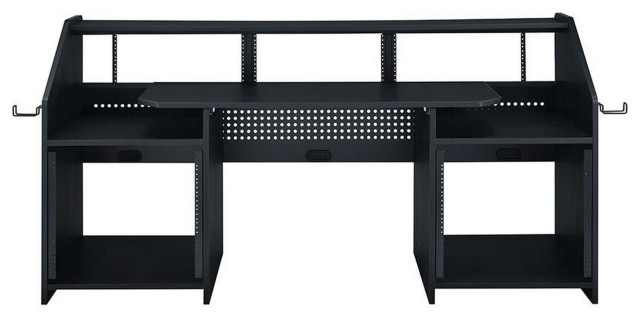 Benzara BM276204 Wood Music Studio Desk, Keyboard Tray, Monitor Top ...