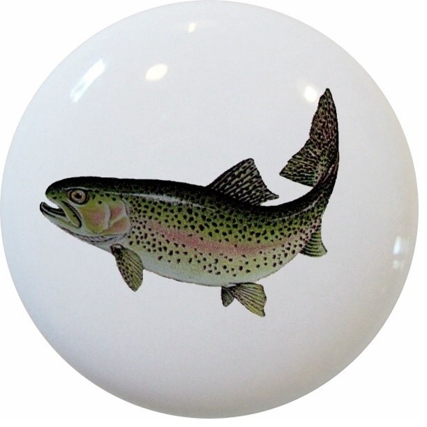 Rainbow Trout Ceramic Cabinet Drawer Knob - Contemporary - Cabinet And ...