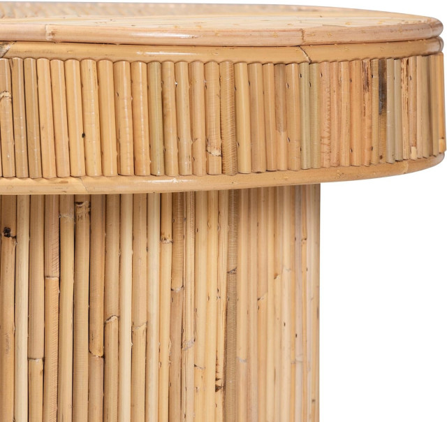 Contemporary Console Table, Rattan Frame With Oval Shape & Geometric ...