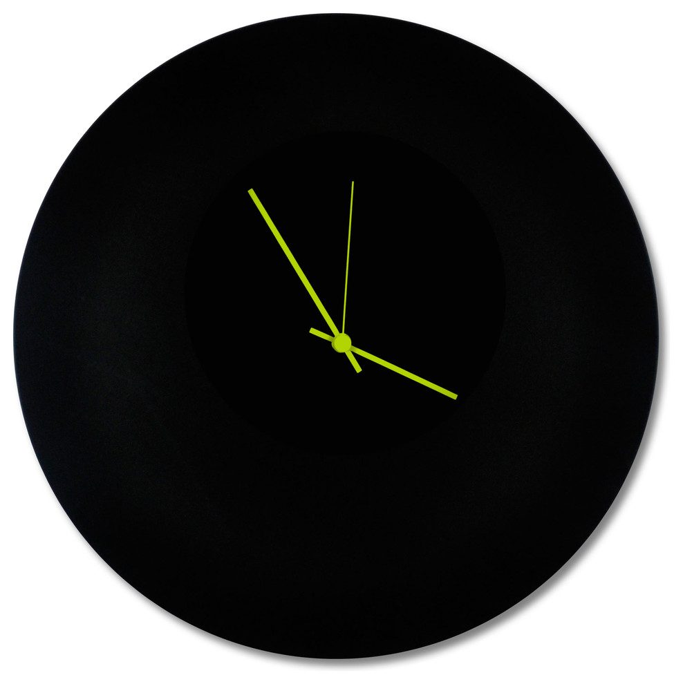 Blackout Circle Clock, Minimalist Modern Black Metal Clocks ...