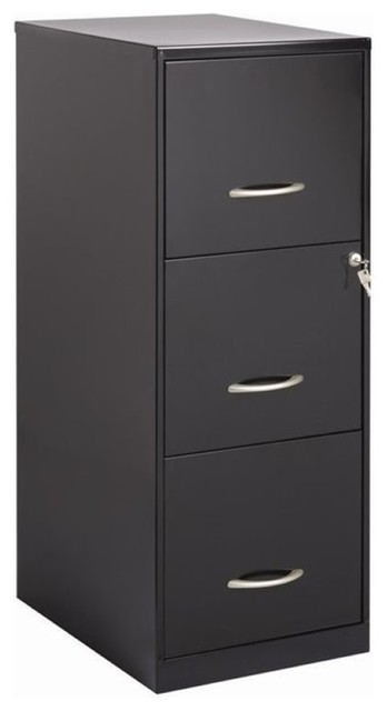 Bowery Hill 3 Drawers Vertical Black Metal Filing Cabinet Pre-assembled ...