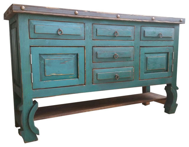 Don Bosco Rustic Turquoise Bathroom Vanity - Farmhouse - Bathroom ...
