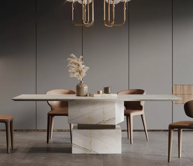 White Marble Dining Table, Small - Contemporary - Dining Tables - by ...