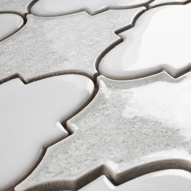 12.25"x13.75" Candace Mosaic Tile Sheet, White - Mediterranean - Mosaic ...