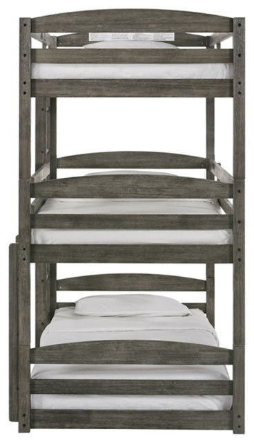 Picket House Furnishings Wyatt Wood Triple Twin Bunk in Gray Wire ...